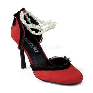Shoes | Satin Pearl Ankle Wrap High Heel Pin Up Shoes | Poshmark